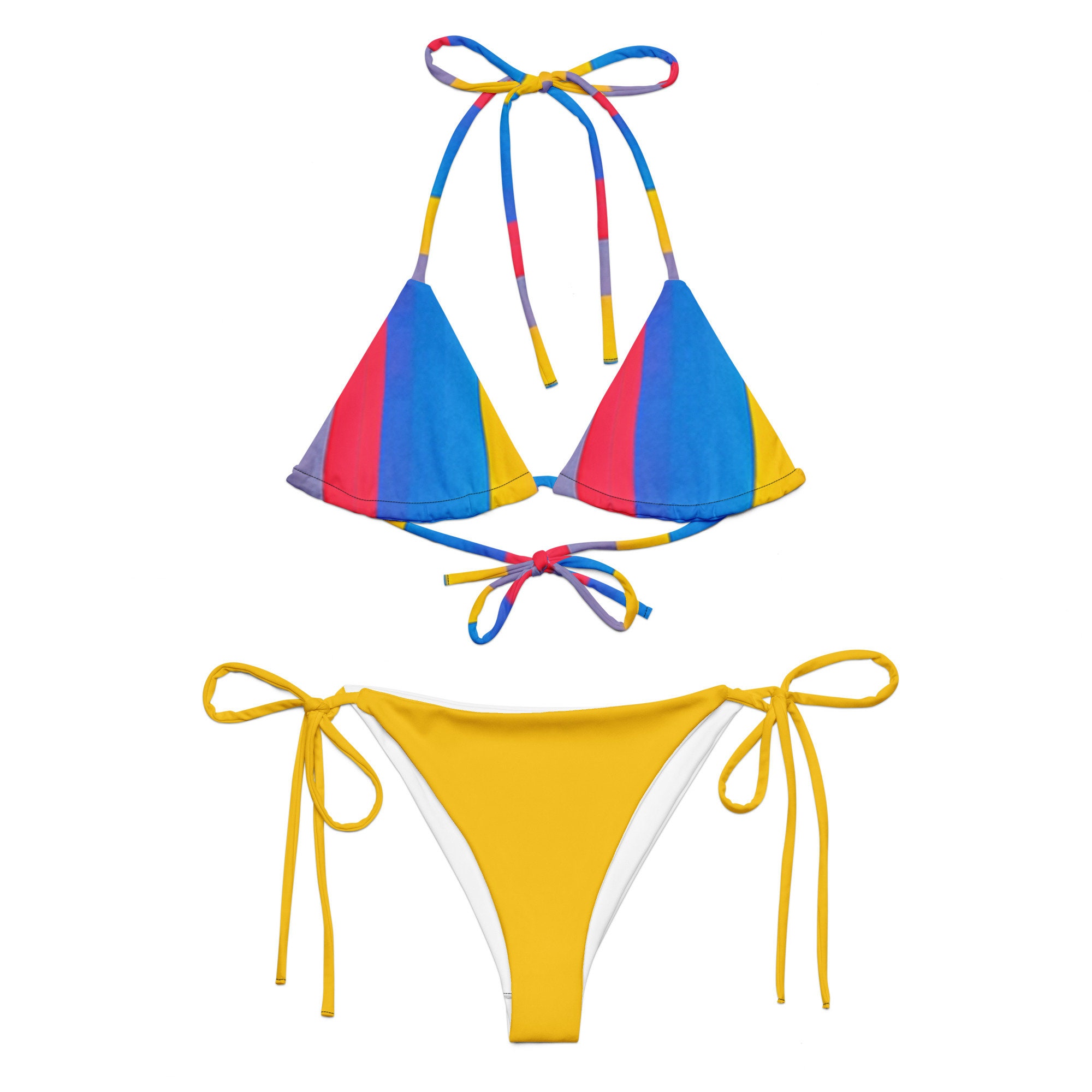 Sustainable Striped String Bikini, Recycled Swimwear, Eco-friendly ...