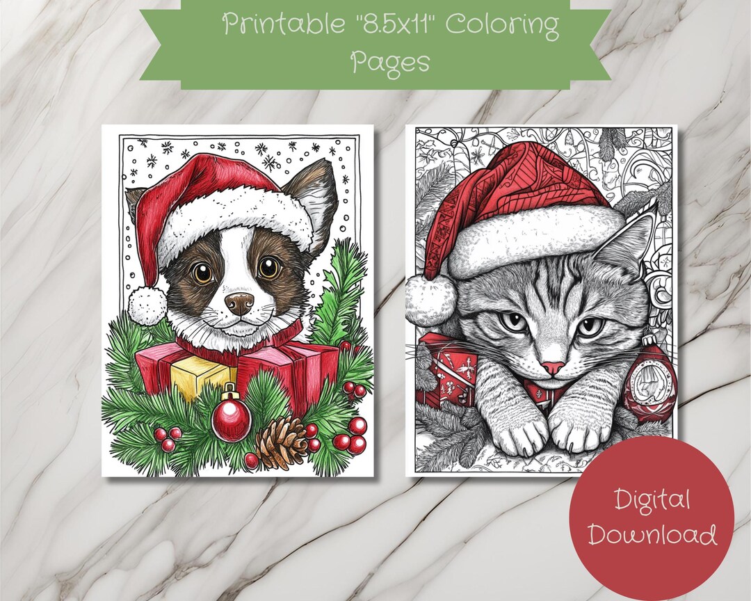 25 Festive Furry Friends Coloring Pages - Instant Christmas Joy! - Etsy