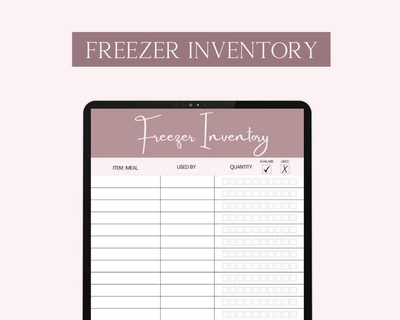 Freezer Inventory Template - Etsy