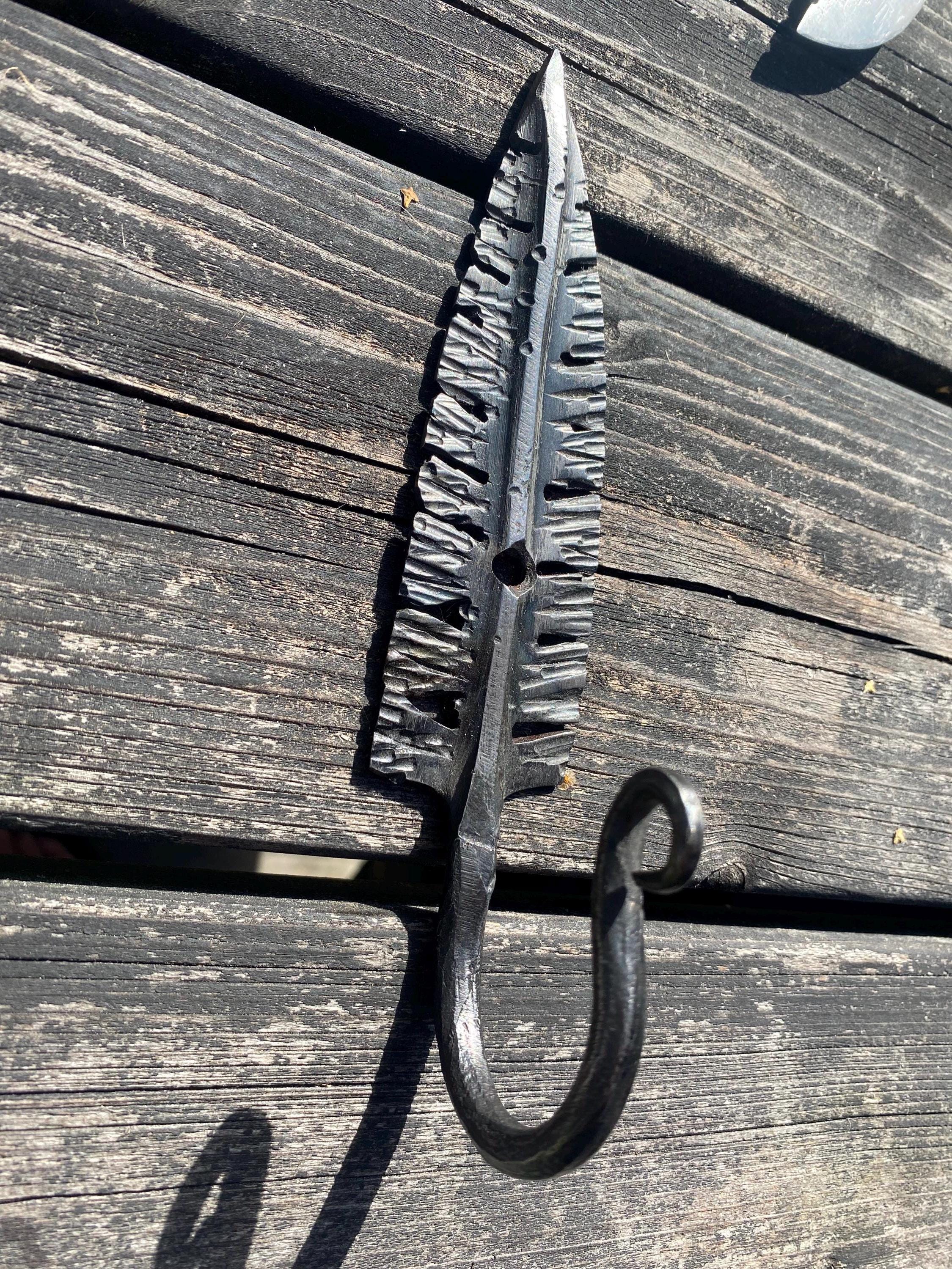 Hand Forged, Feather Hook, Forged, Handmade, Metal, Steel, Black Iron ...