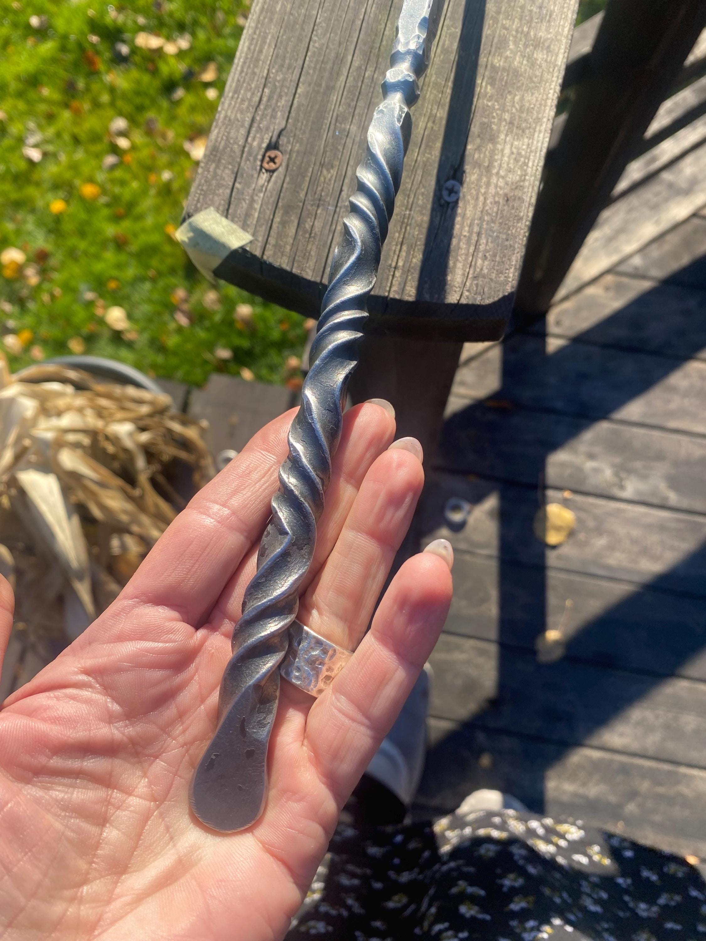 Steak Meat Bacon Turner Flipper Hook Traditional Forged Iron Blacksmith ...