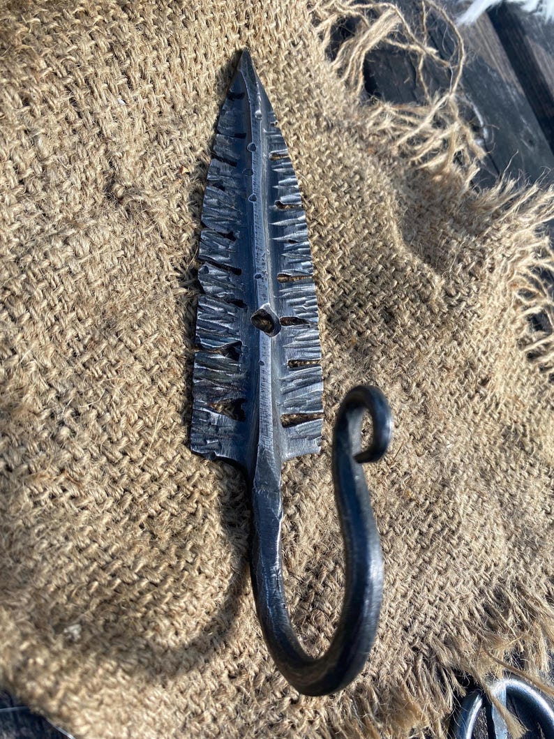 Hand Forged, Feather Hook, Forged, Handmade, Metal, Steel, Black Iron ...