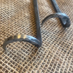 Steak Meat Bacon Turner Flipper Hook Traditional Forged Iron Blacksmith ...