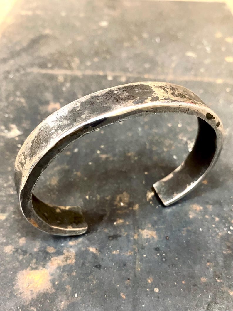 Hand‑forged Iron Cuff Bracelet – Blackened Steel Arm Ring, Blacksmith ...