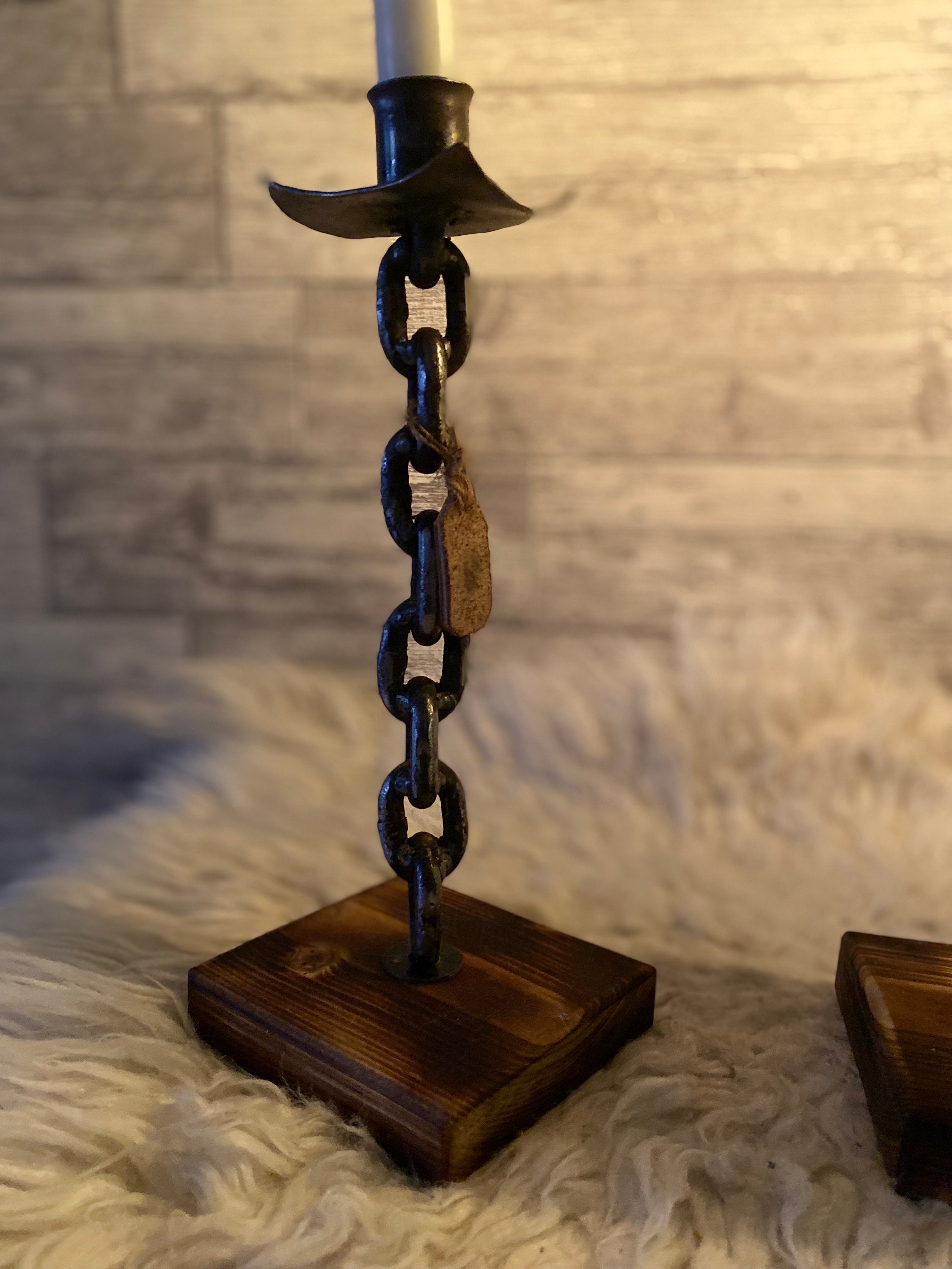 Candle Holders, Hand Forged, Three Sizes, Chains, Forged, Handmade ...