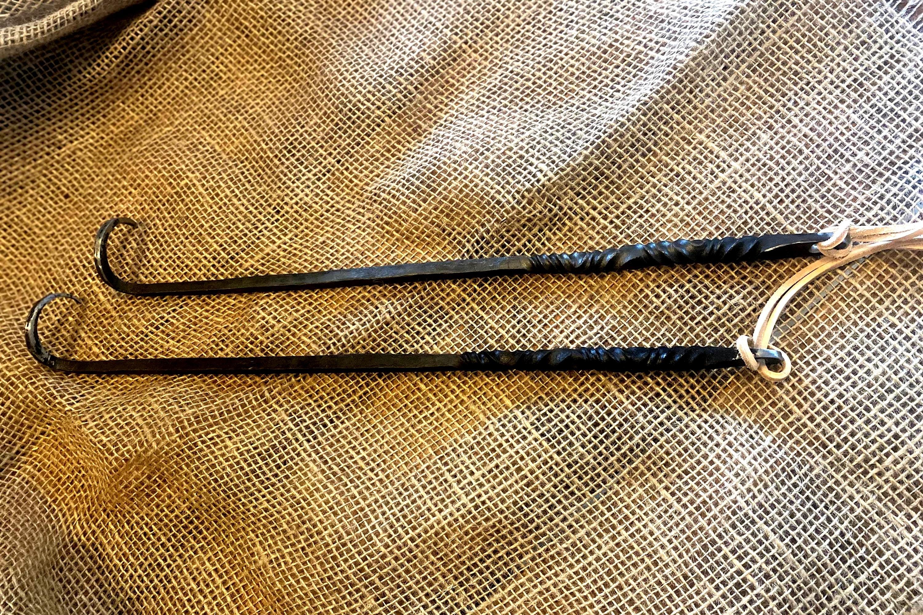 Steak Meat Bacon Turner Flipper Hook Traditional Forged Iron Blacksmith ...