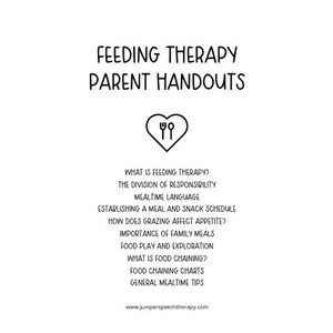 Feeding Therapy Parent Handouts Early Intervention SLP OT - Etsy