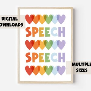 Speech Therapy Speech Room Decor SLP Printable Rainbow Digital Download ...