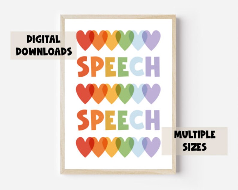 Speech Therapy Speech Room Decor SLP Printable Rainbow Digital Download ...