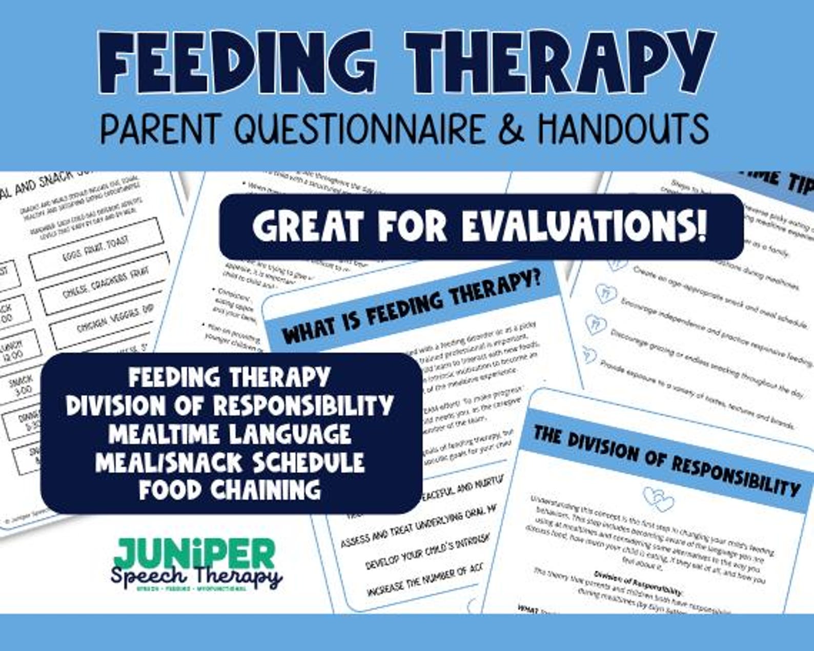 Feeding Therapy Parent Questionnaire and Handouts - Etsy