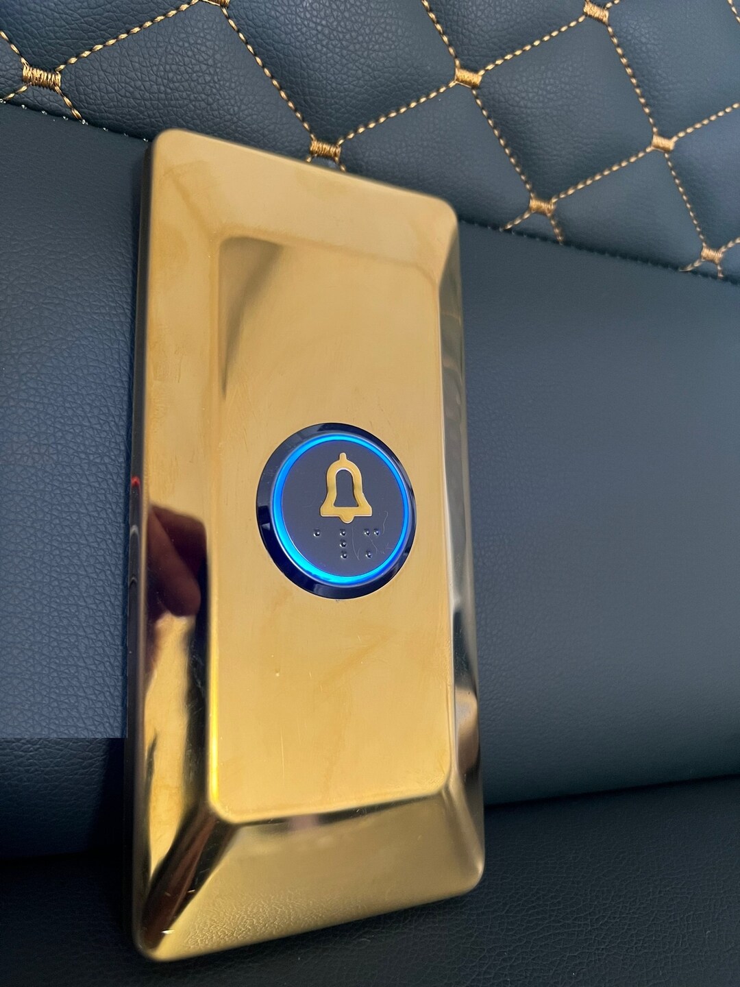 Modern LED Doorbell in Golden Yellow , Stainless Nickel Sheet Panel - Etsy