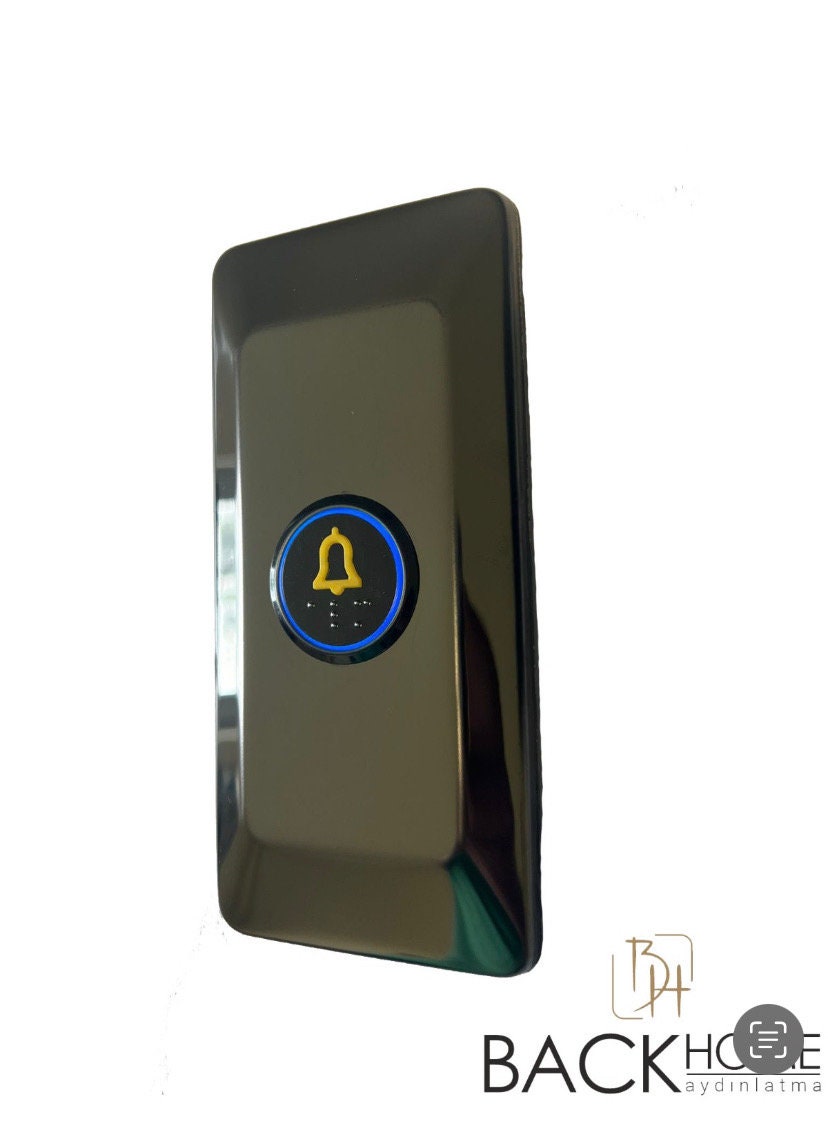 Modern LED Doorbell in Black , Stainless Nickel Sheet Panel - Etsy