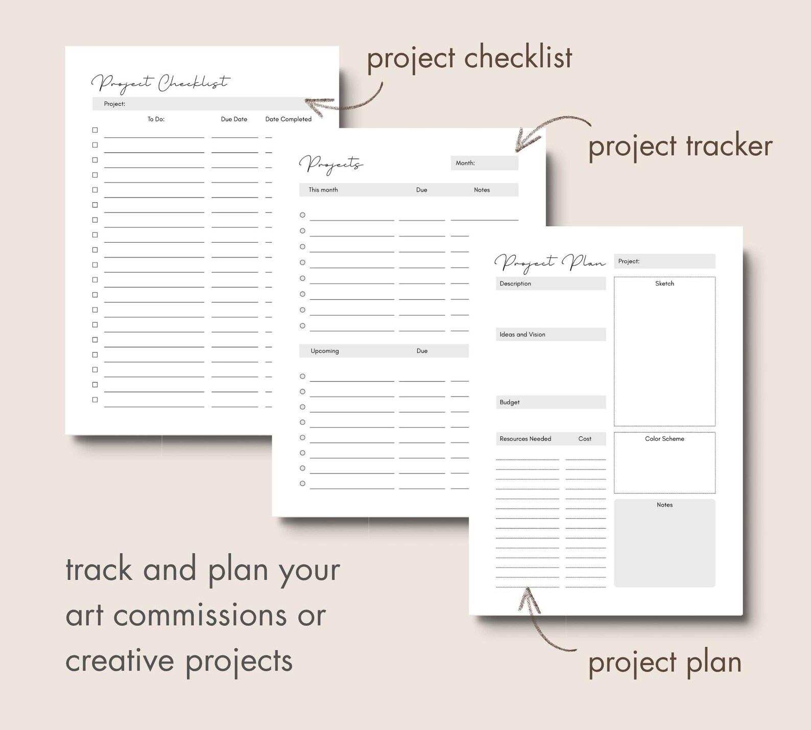 Artist Project Tracker, Project Plan & Project Checklist Bundle ...