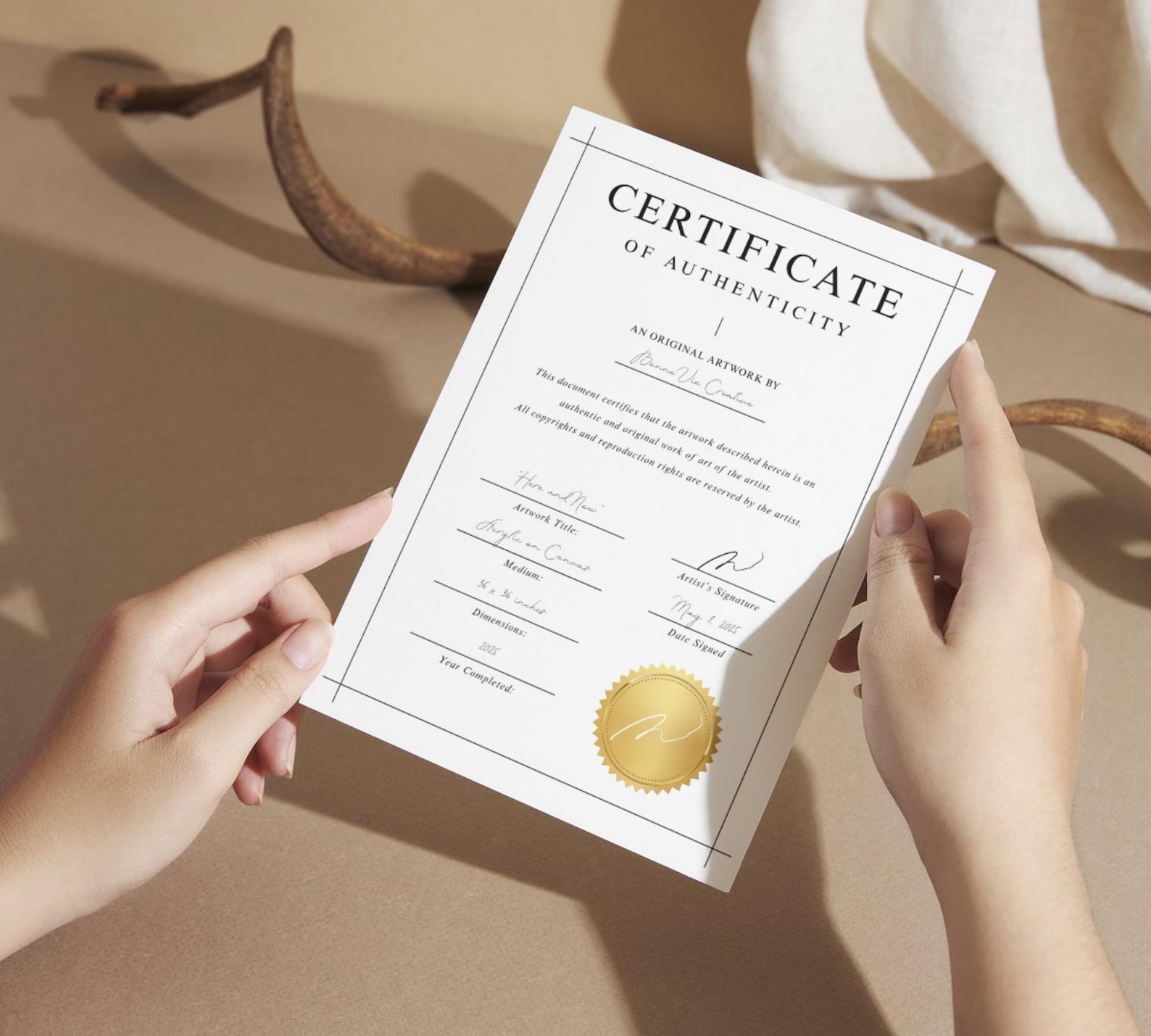 Certificate of Authenticity Template, Artist COA Template for Original ...