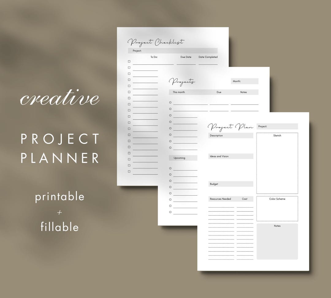 Creative Project Planner, Printable Fillable Artist Project Tracker ...