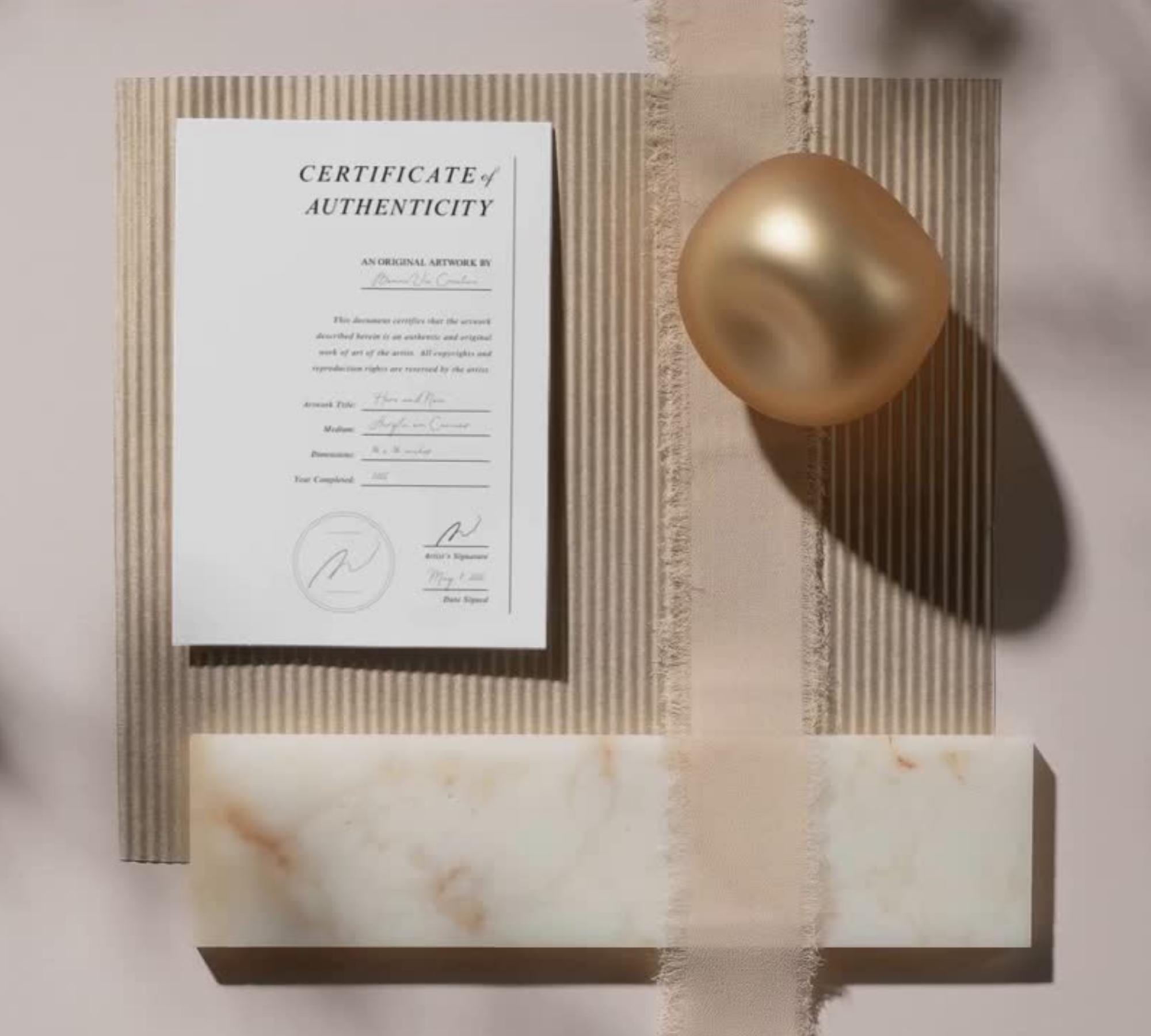 Certificate of Authenticity Template, Artist COA for Original Artworks ...