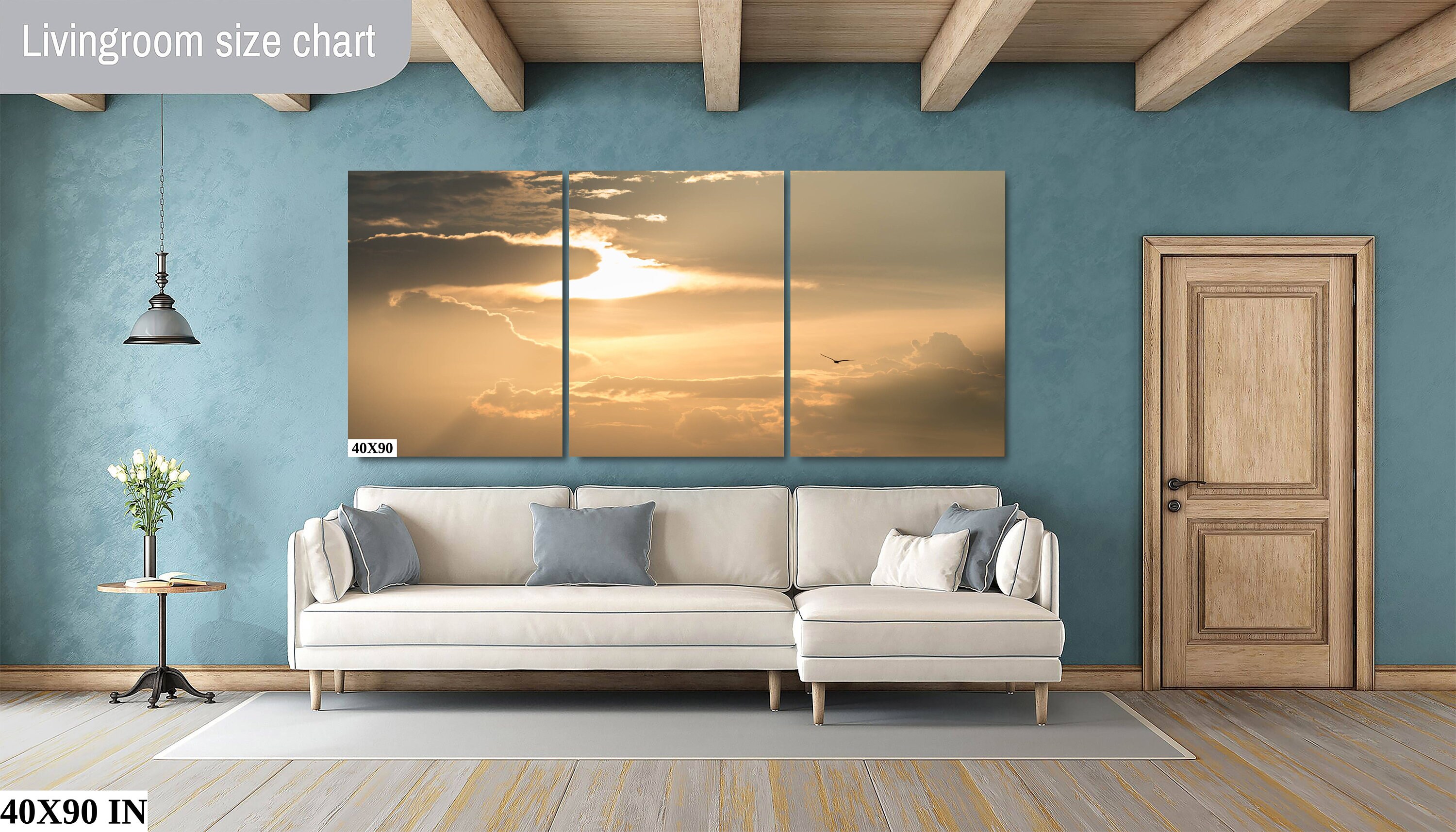 Photograph of Lone Bird Flying Through Golden Cloudscape at Sunset Over ...