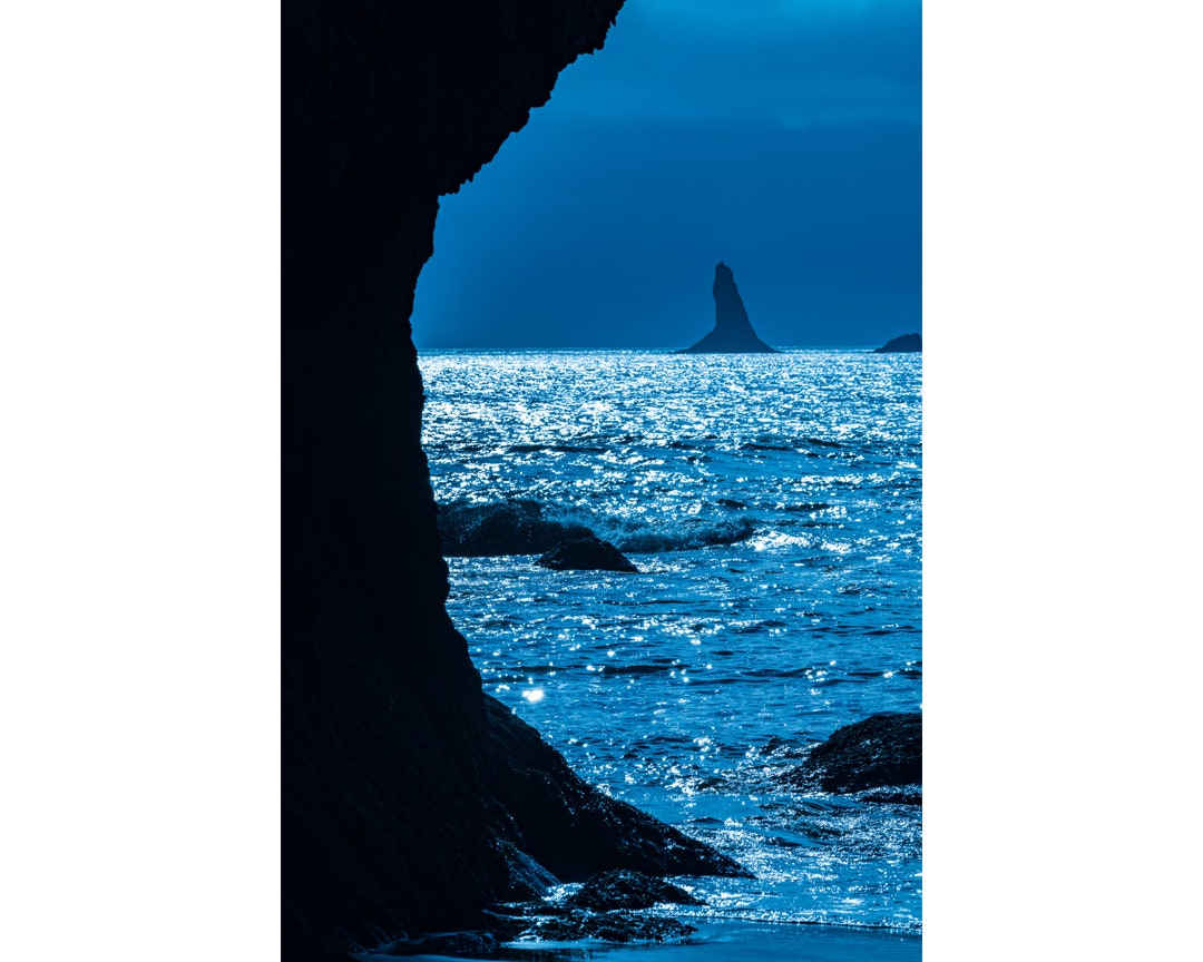 Photograph of Sea Stack Framed by Coastal Cliff at Second Beach ...