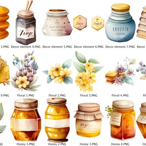 Watercolor Honey Bee Clipart, Spring Garden Bee and Honey Drips Clip ...