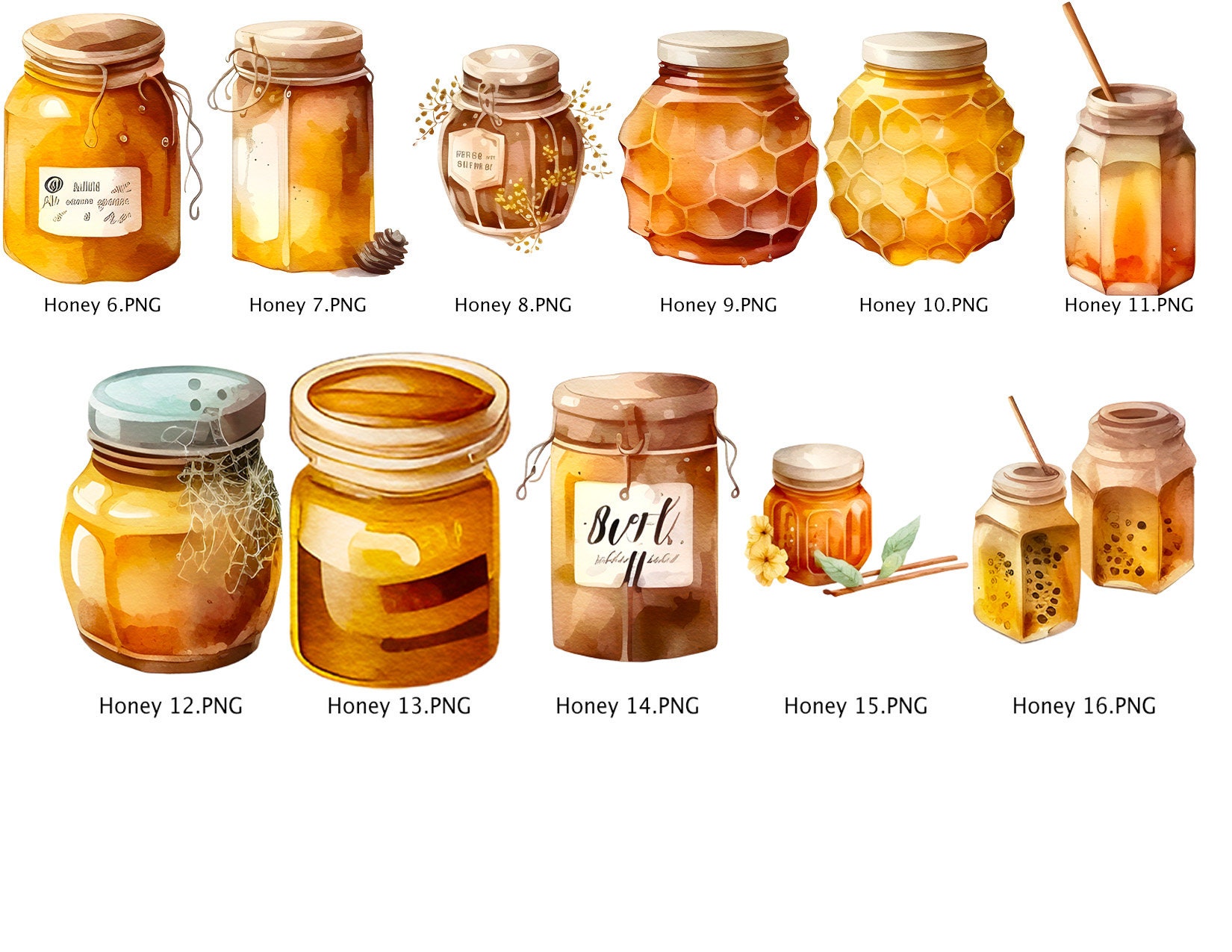 Watercolor Honey Bee Clipart, Spring Garden Bee and Honey Drips Clip ...