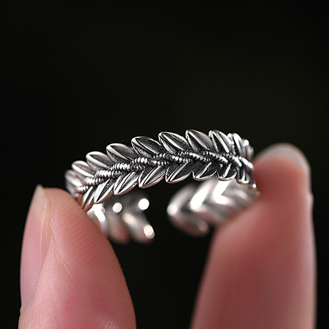 Wheat Ears Ring in 925 Sterling Silver,laurel Ears Ring,leaves Jewelry ...