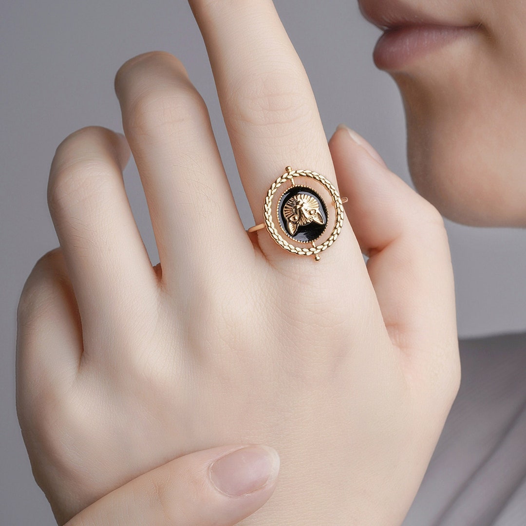 Reversible Dainty Kitty Ring, Enamel Cat Ring, Reversible Band ...