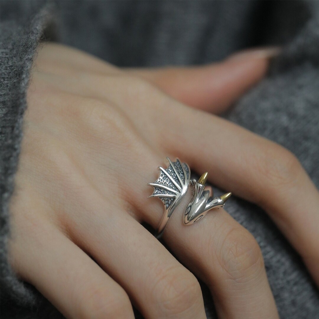 Dragon Entangled Ring, Small Flying Dragon Ring Sterling Silver ...