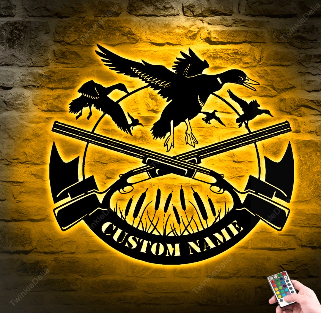 Custom Duck Hunting Metal Sign LED Light Personalized Hunter - Etsy