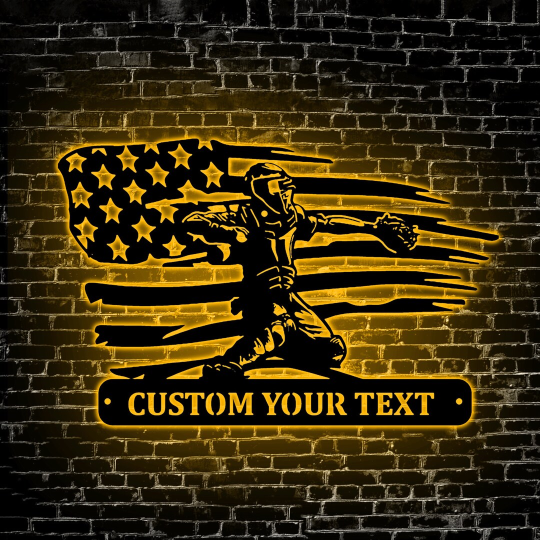 Personalized Baseball Player Metal Sign With LED Light Sport - Etsy ...