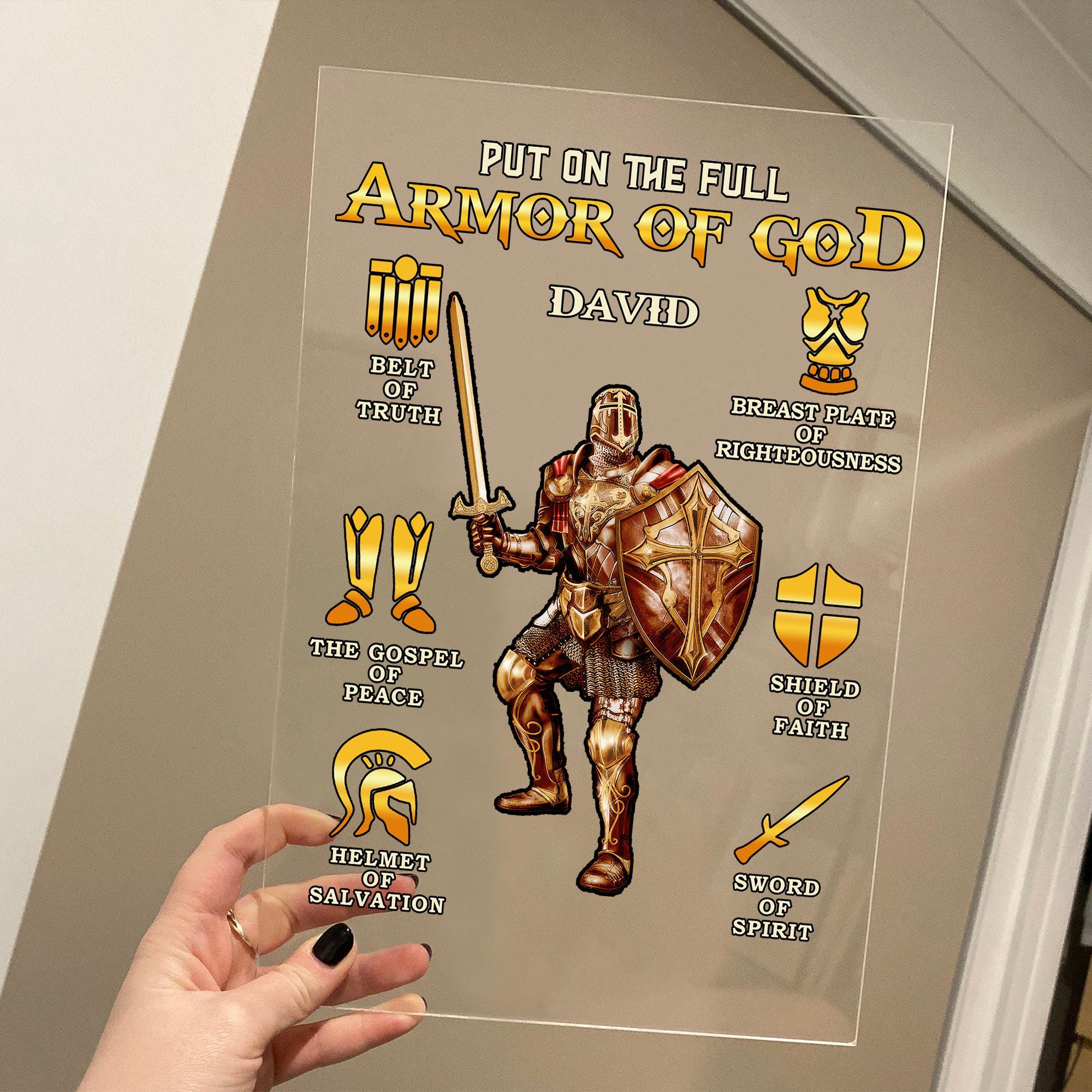Put on the Full Armor of God Acrylic Plaque, Custom Name Pastor Gift ...