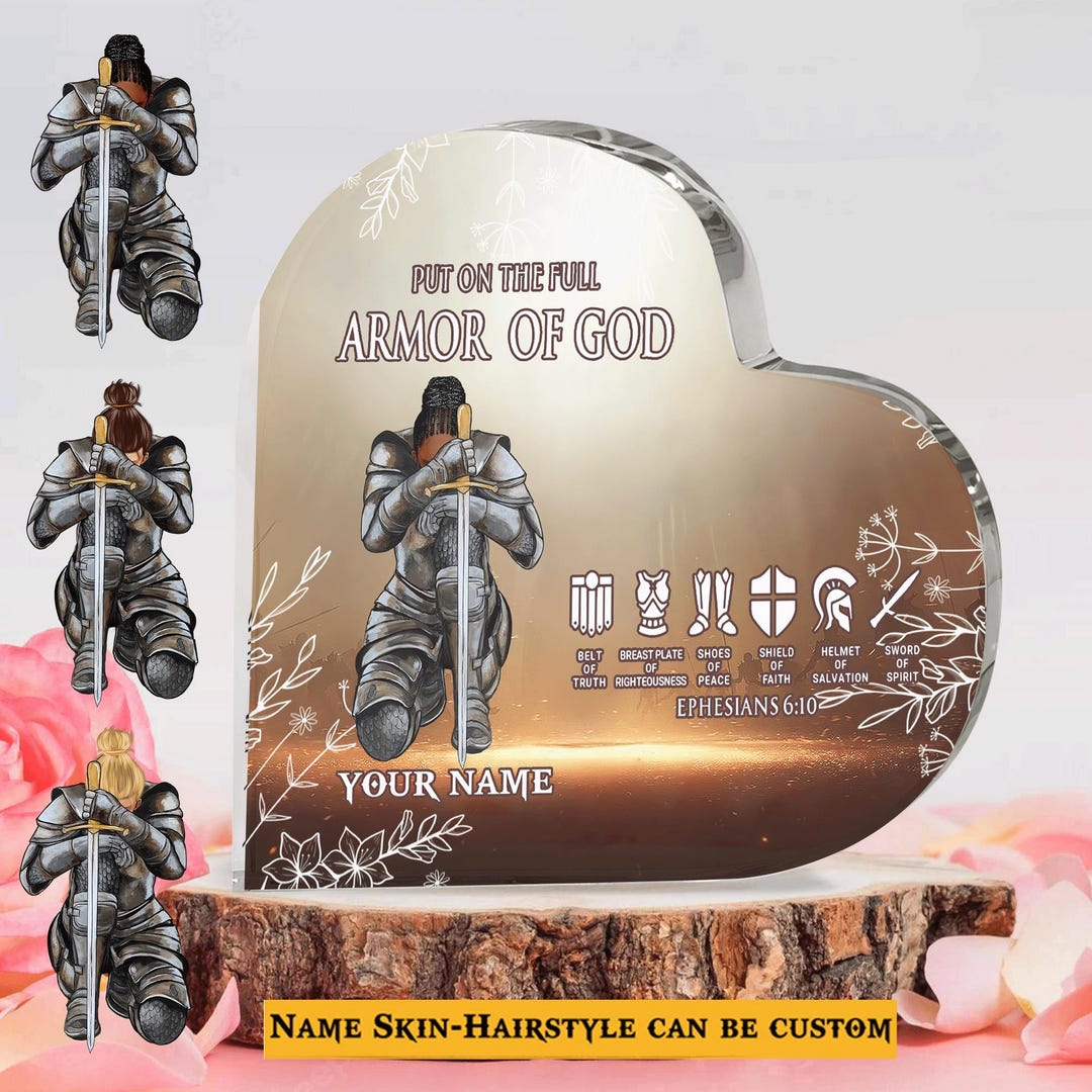 Custom Acrylic Heart Block: Armor of God Christian Gift - God's Warrior ...