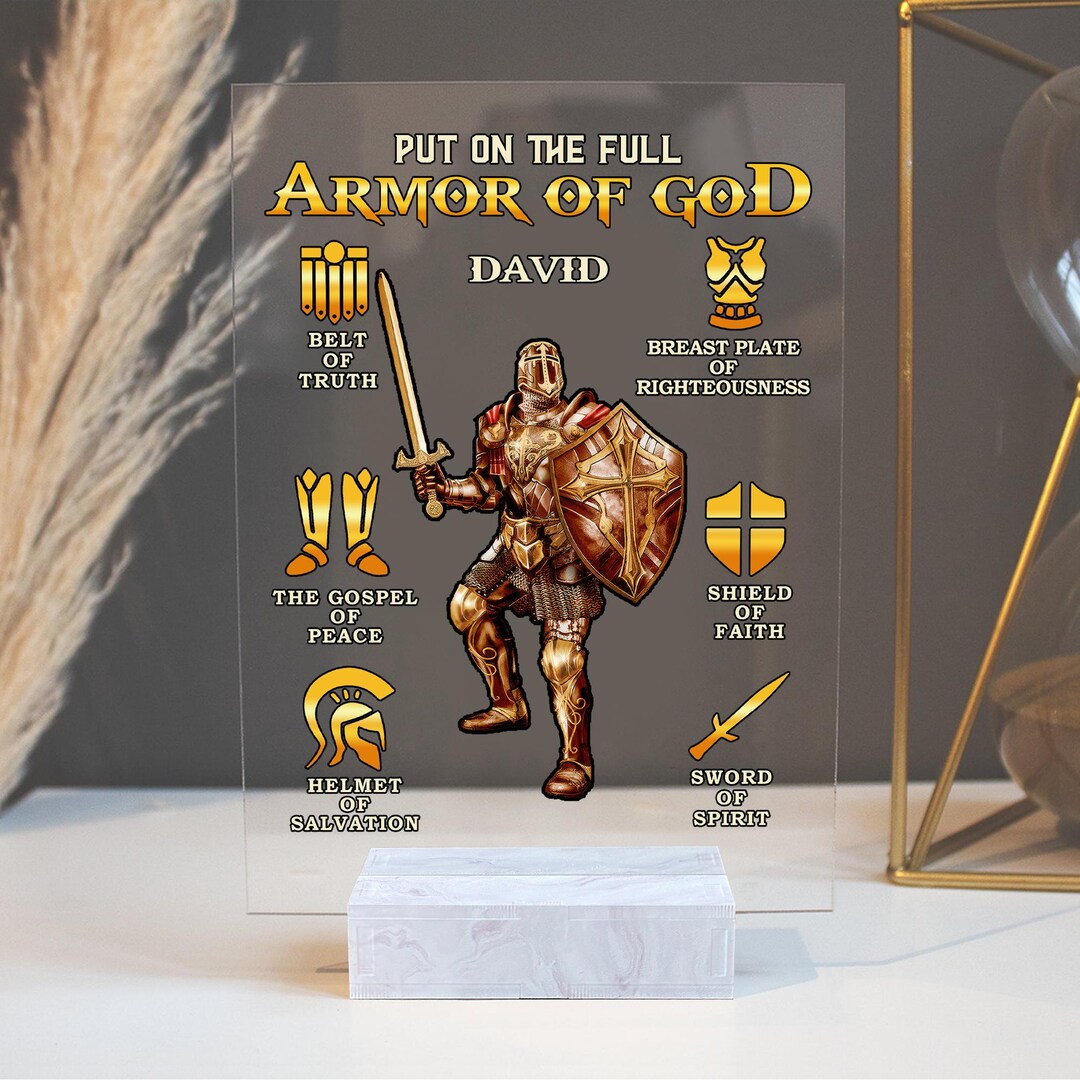 Put on the Full Armor of God Acrylic Plaque, Custom Name Pastor Gift ...