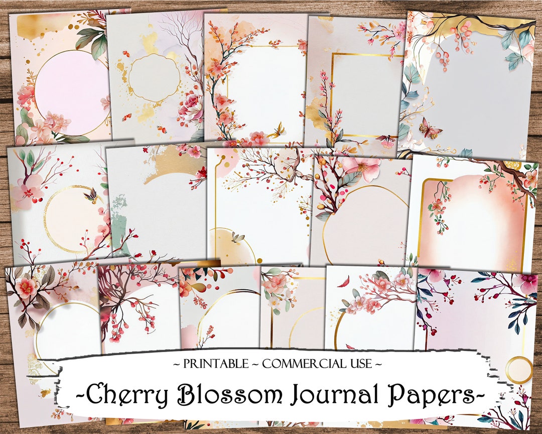 Cherry Blossom Printable Journal Pages: Scrapbook Ephemera (digital ...