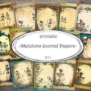 Printable Skeletons Journal Papers, Scrapbooking Pages, Junk Journal ...