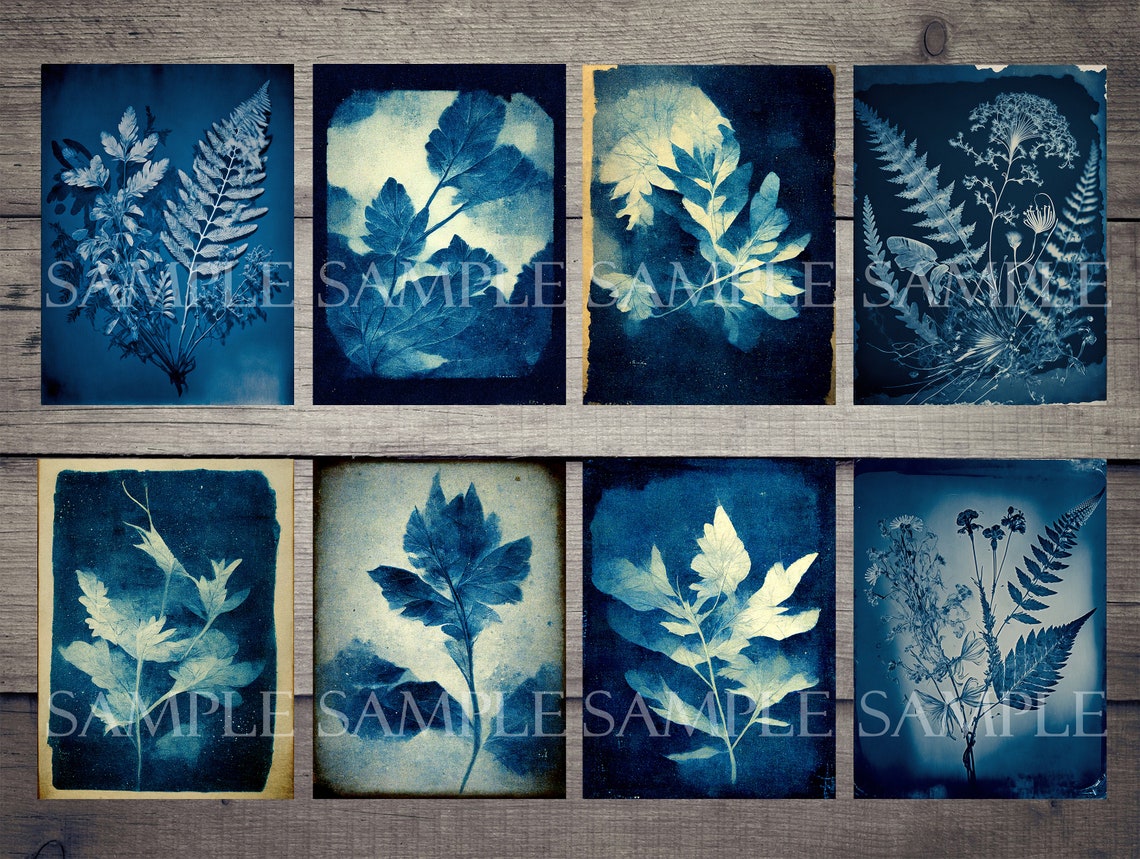 Cyanotype Printable Journal Pages Scrapbooking Pages Junk - Etsy