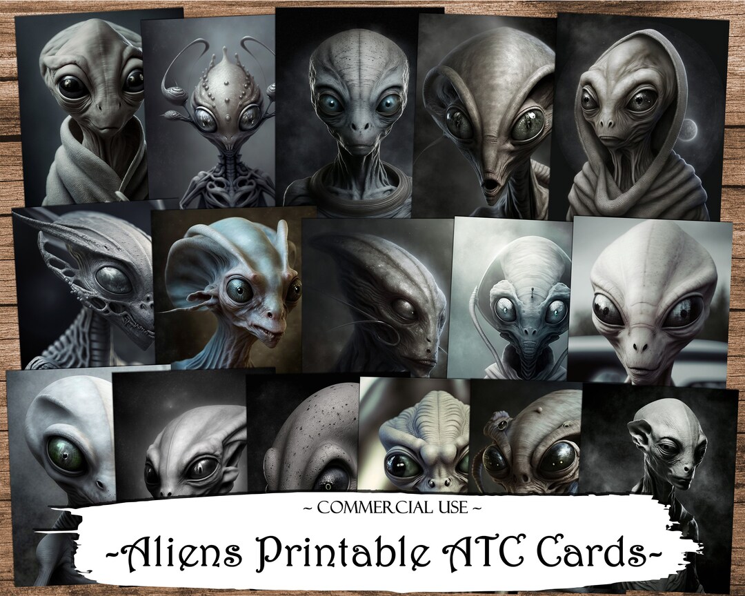 Aliens Printable ATC Cards, Junk Journal Cards, Digital Paper ...