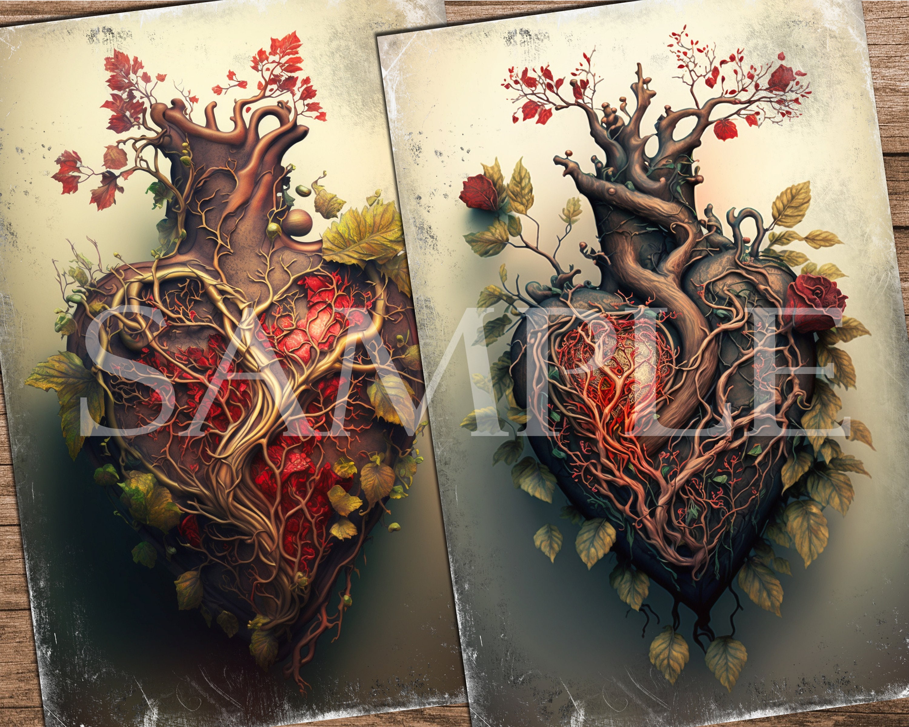 Floral Hearts Printable Cards Valentines Journal Cards - Etsy