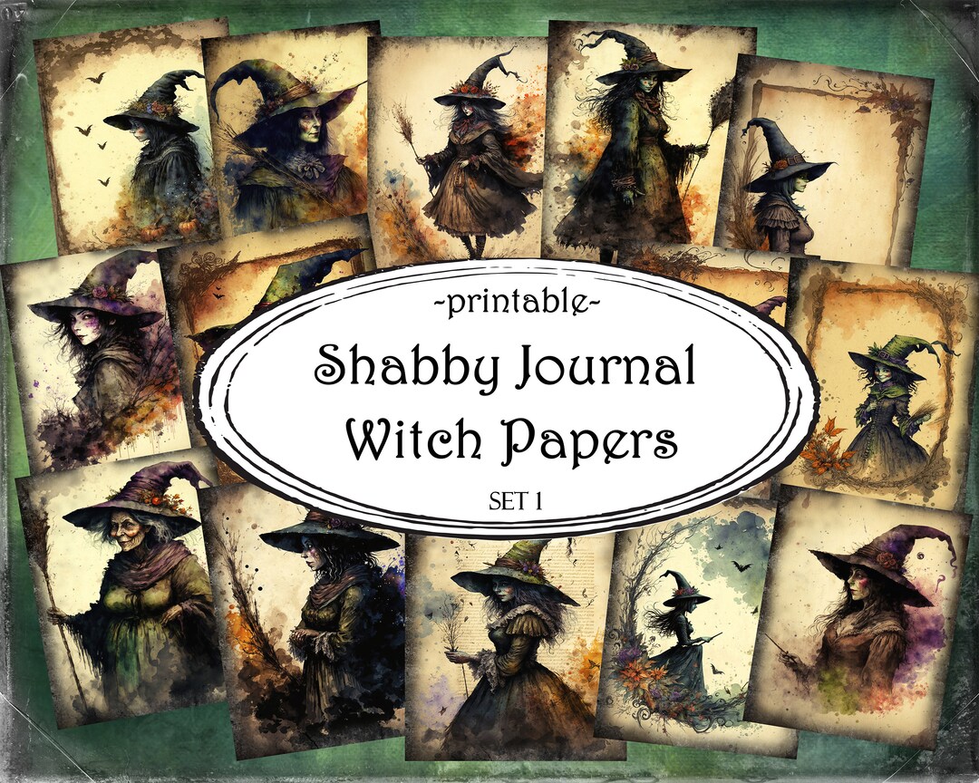 Printable Shabby Journal Witch Papers, Scrapbooking Pages, Junk Journal ...