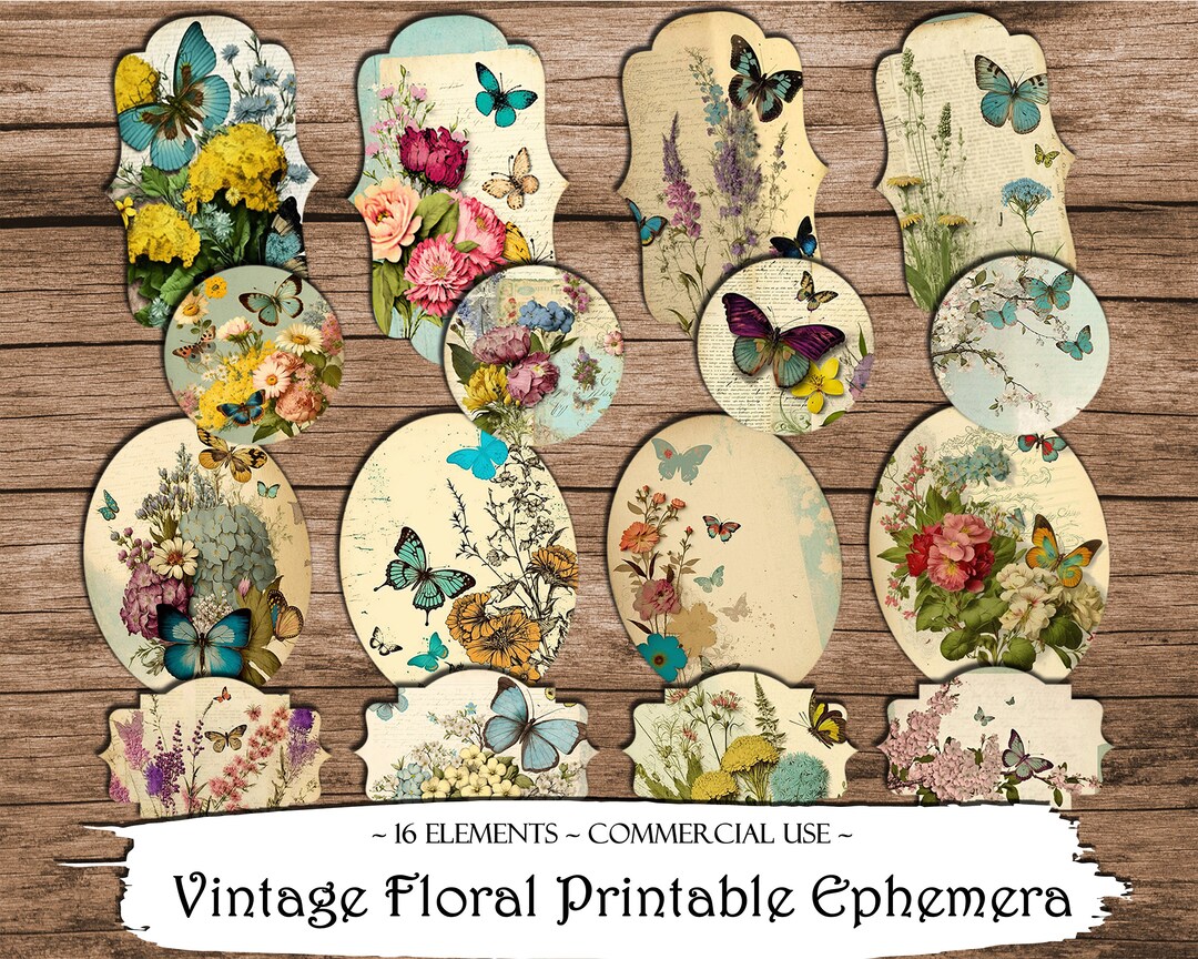 Vintage Floral Junk Journal Printable Ephemera, Junk Journal Kit ...