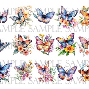 Butterfly Clipart: Watercolor PNG Files for Scrapbooking (digital ...