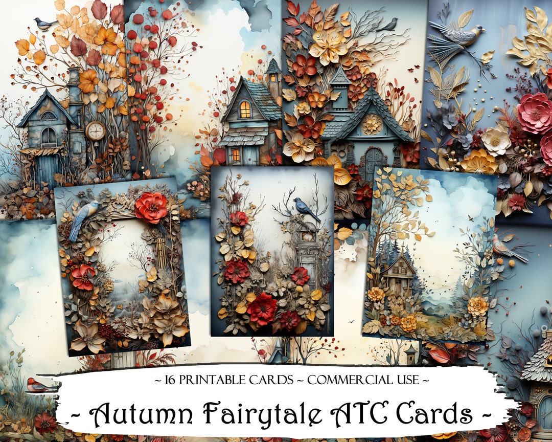 Autumn Fairytale ATC Cards, Printable Cards, Junk Journal Kit ...