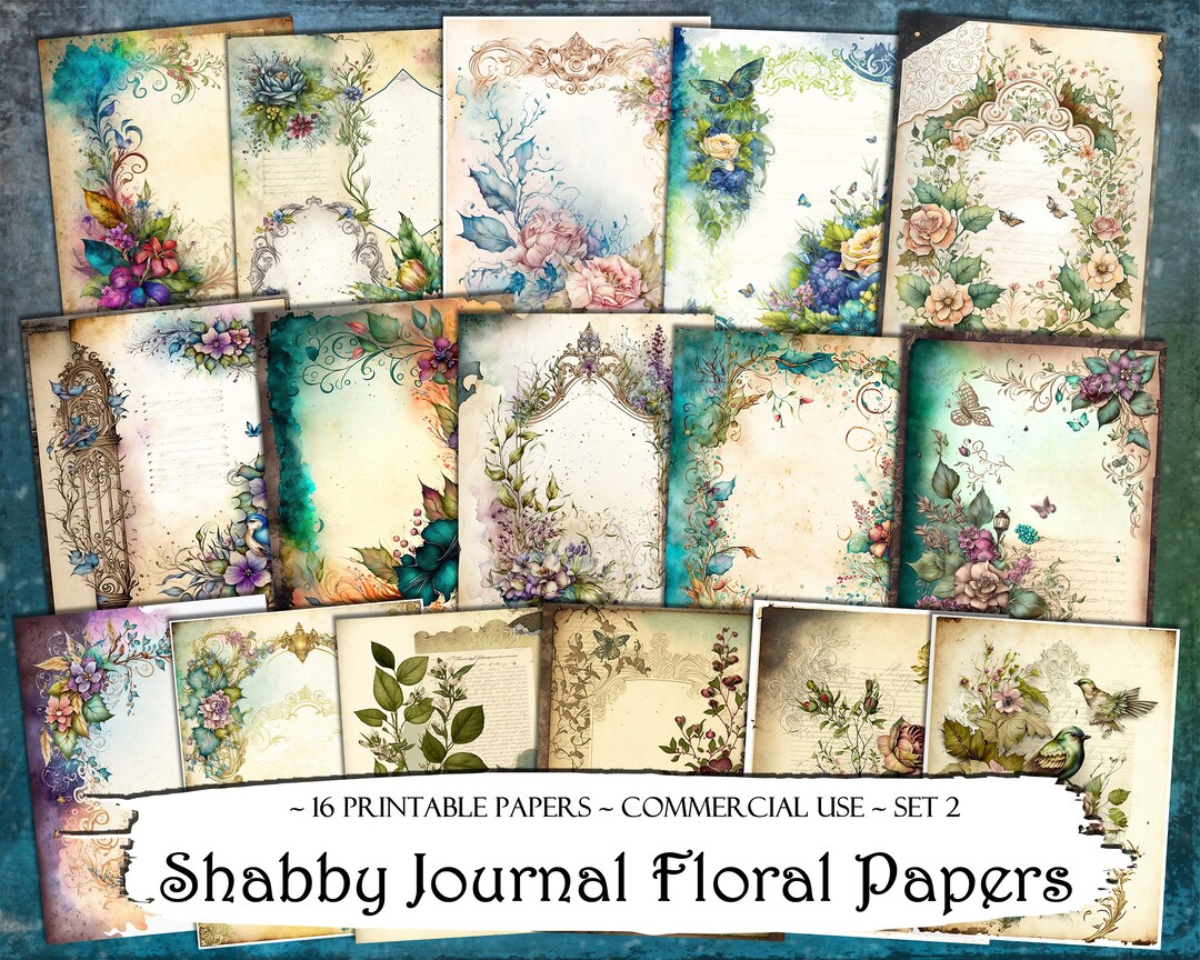 Printable Floral Journal Papers, Scrapbooking Pages, Junk Journal Pages ...
