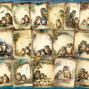Printable Owls Journal Pages: Ephemera, Scrapbook Paper (digital Paper ...