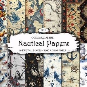 Nautical Papers, Digital Papers, Printable Papers, Junk Journal Kit ...