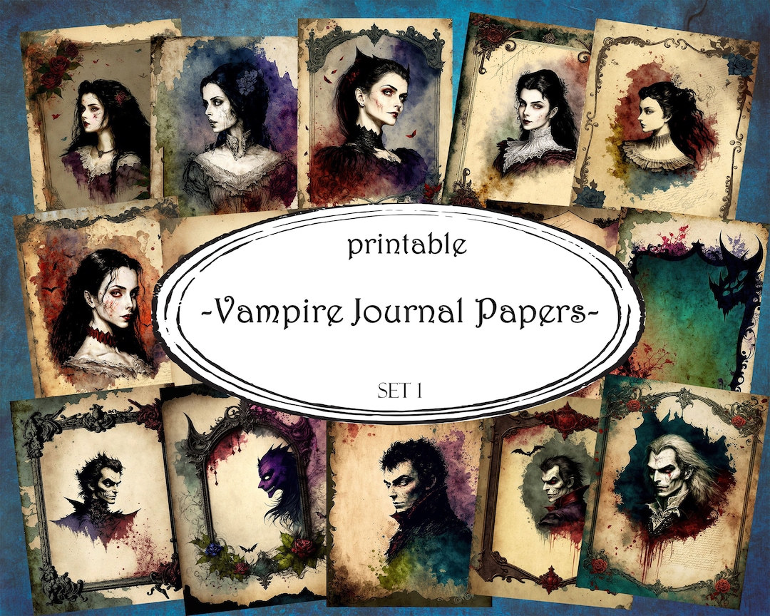 Printable Vampire Journal Papers, Scrapbooking Pages, Junk Journal ...