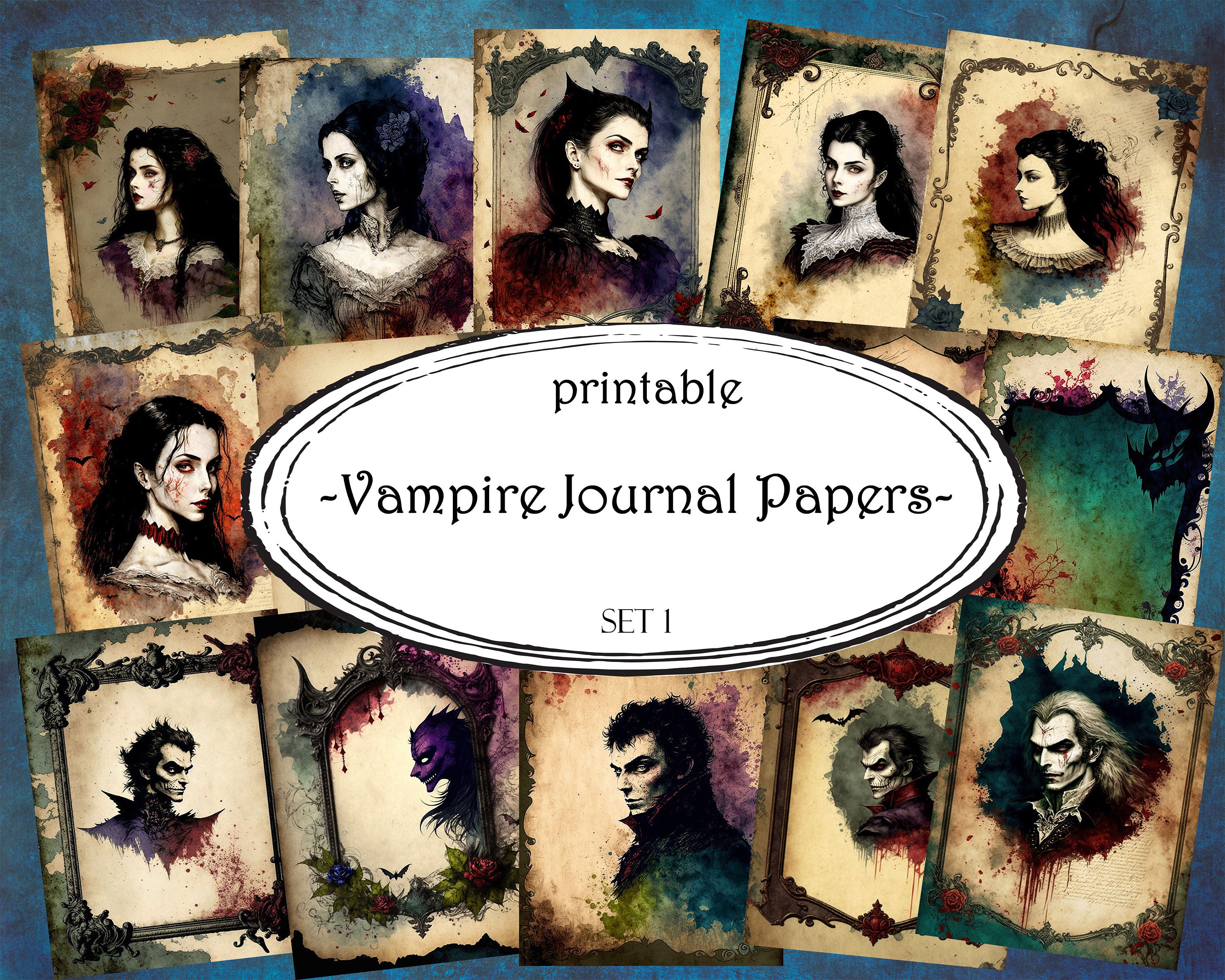 Printable Vampire Journal Papers Scrapbooking Pages Junk - Etsy