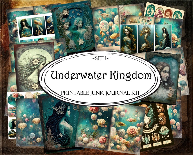 Underwater Kingdom Junk Journal Kit: Printable Ephemera Pack (digital ...