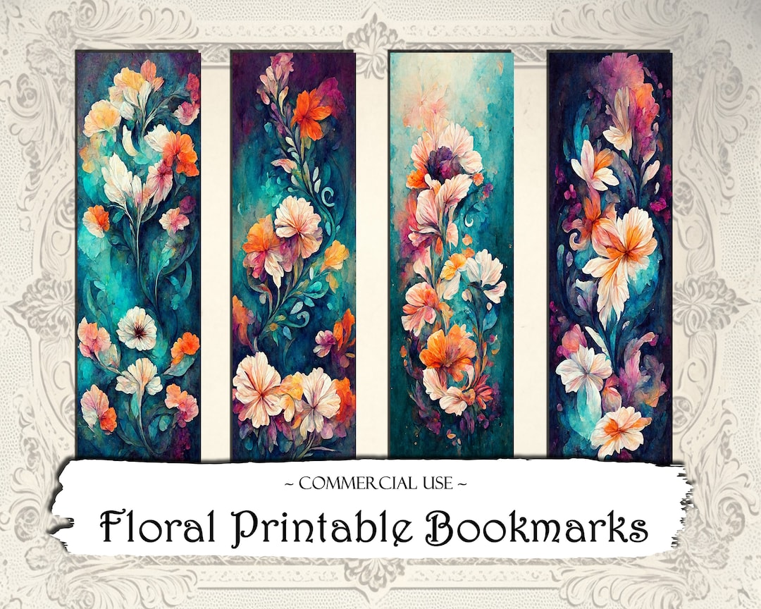 Floral Printable Bookmarks, Digital Bookmarks, Bookmarks Set, Junk ...
