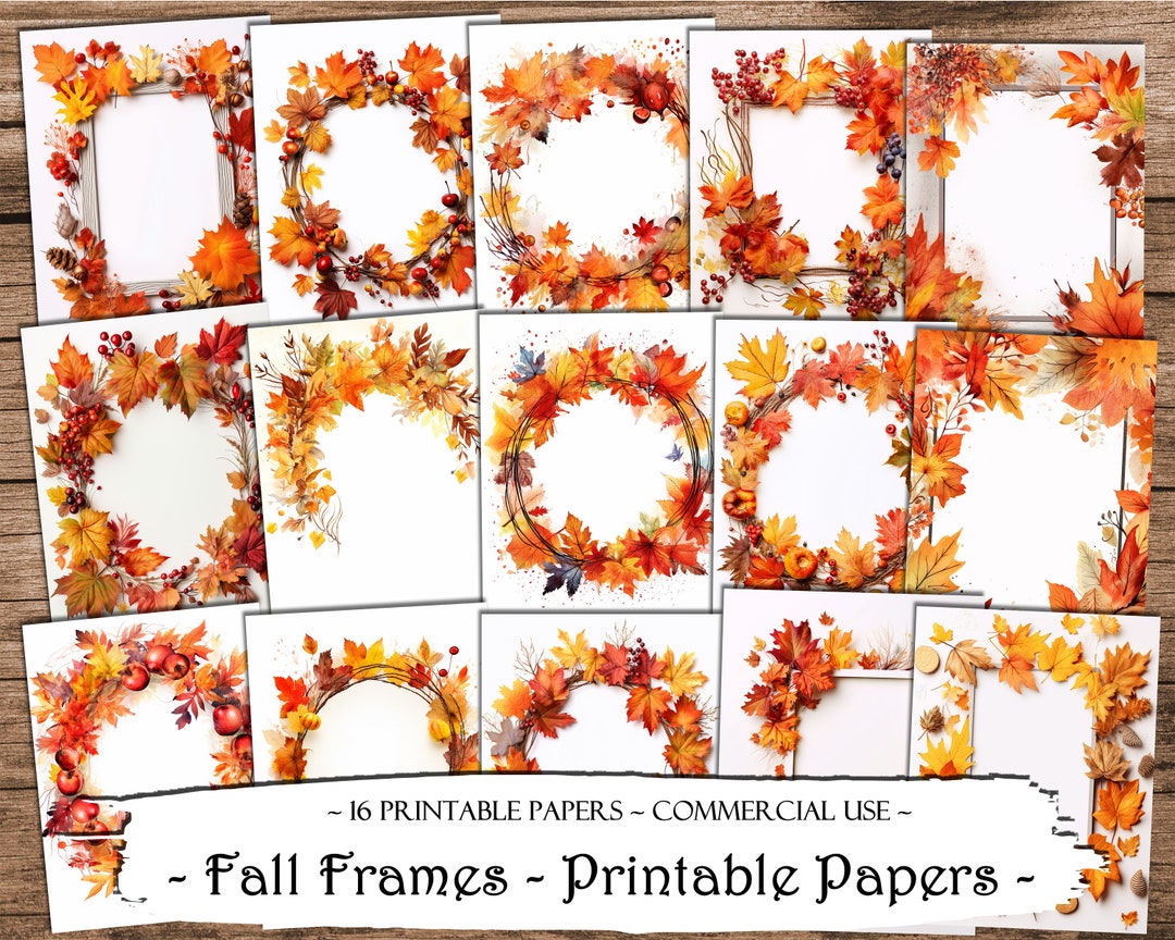 Fall Frames Printable Papers: Junk Journal & Scrapbook Kit (digital ...