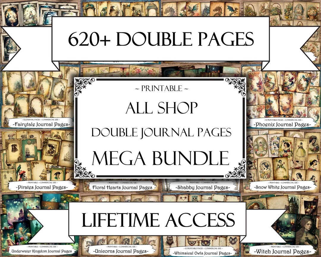 620+ Double Journal Pages Mega Bundle: Printable Scrapbook Ephemera ...